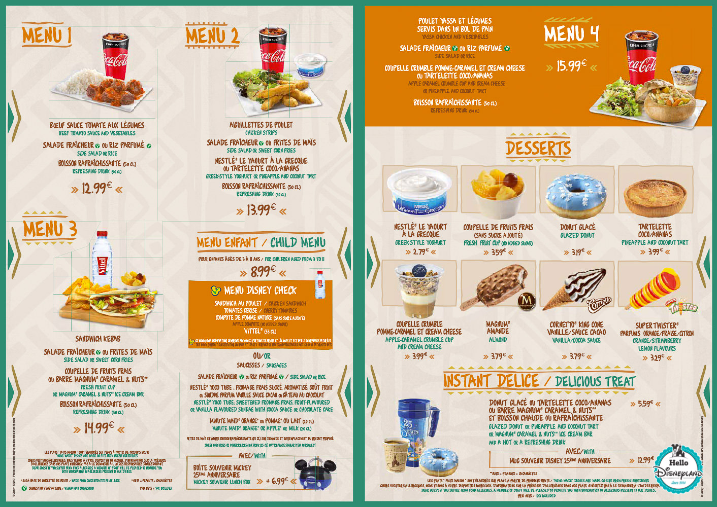 Parcs Disney et Disney Village : Menus & Cartes des restaurants de ...