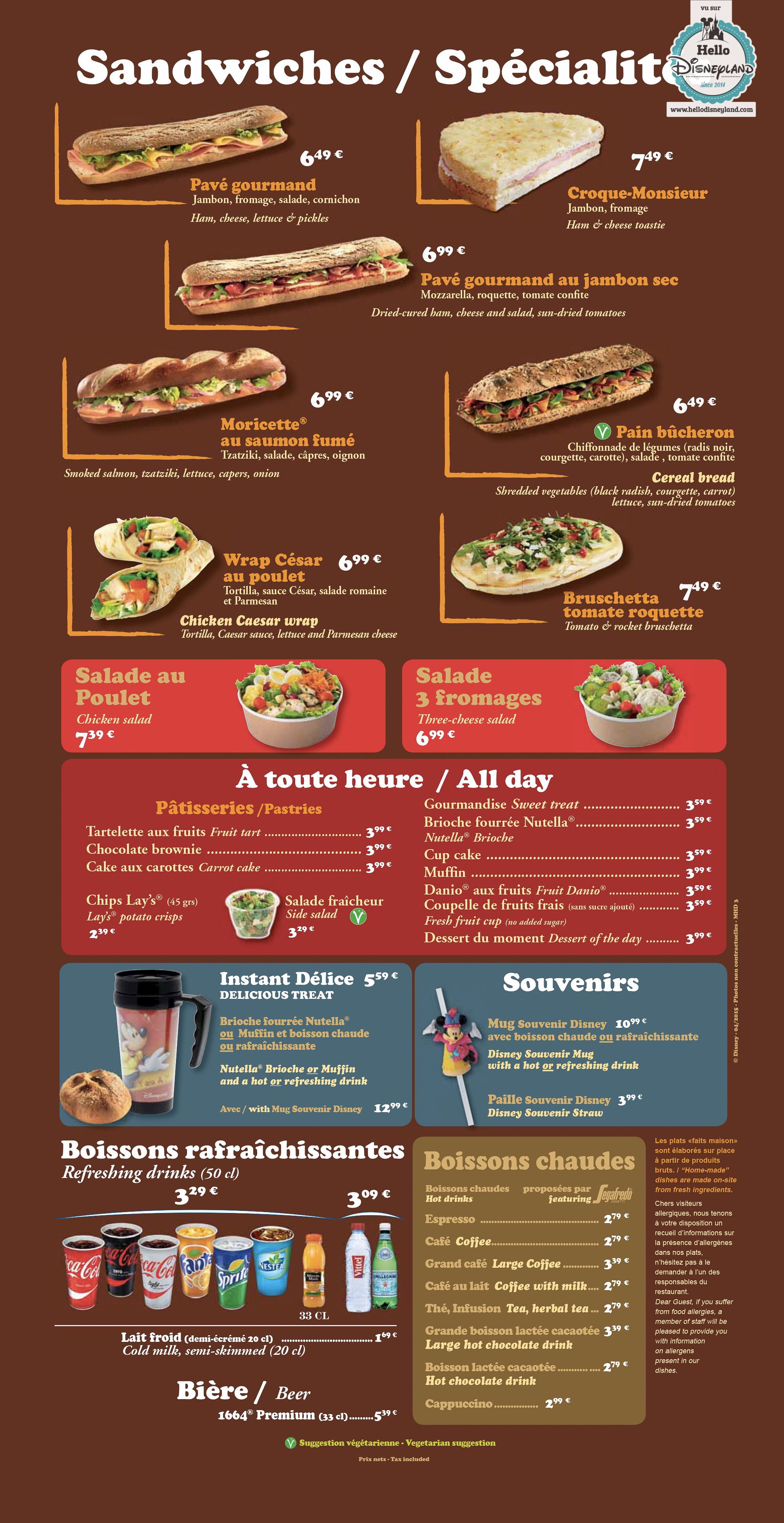 Parcs Disney et Disney Village : Menus & Cartes des restaurants de ...