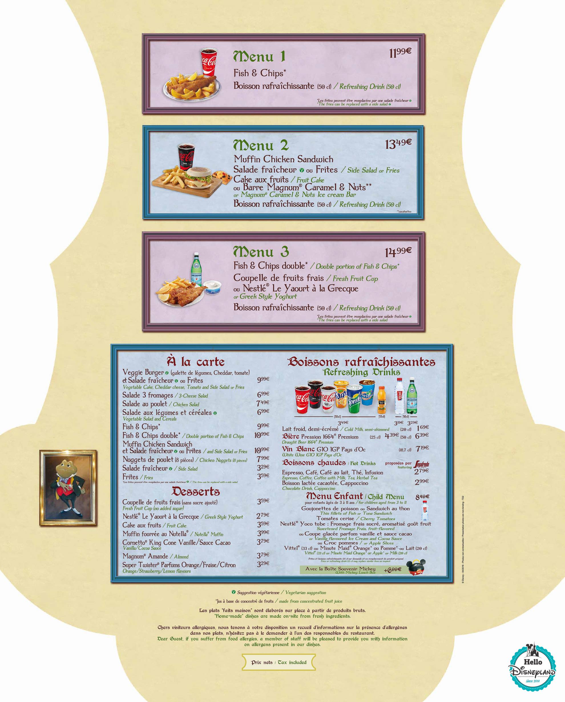 Parcs Disney et Disney Village : Menus & Cartes des restaurants de ...