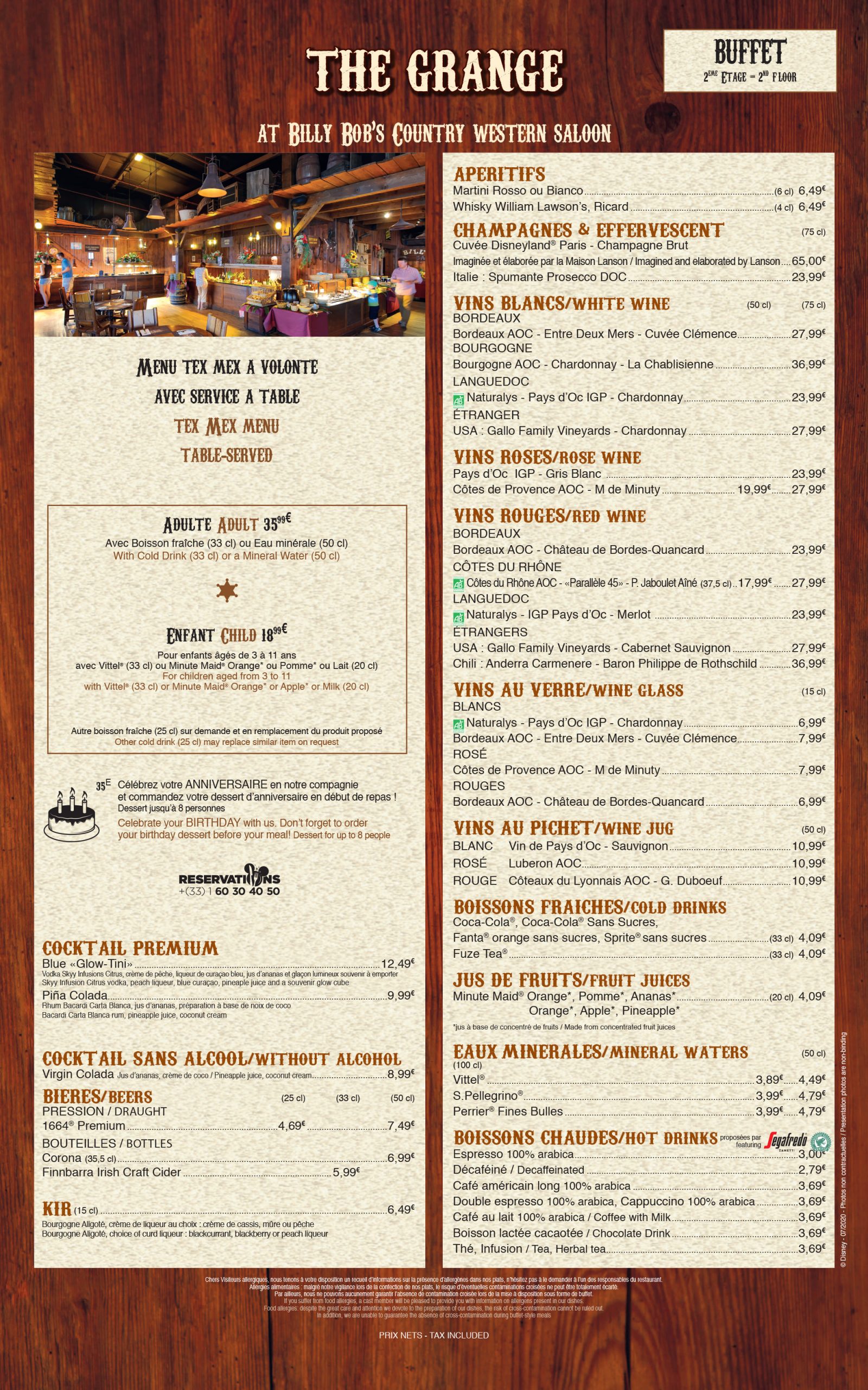 Parcs Disney et Disney Village : Menus & Cartes des restaurants de ...