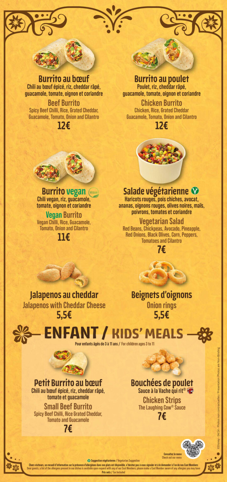 Tous les Menus, prix et cartes des restaurants de Disneyland Paris